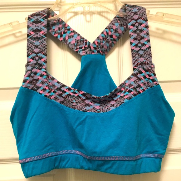 Green Apple | Tops | Green Apple Turquoise Sports Bra With Black And ...
